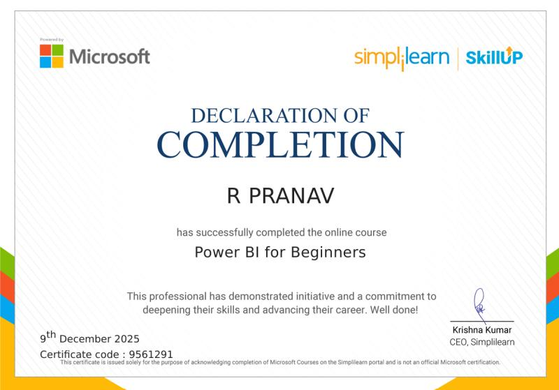 R. Pranav | Software Developer | MCA Student